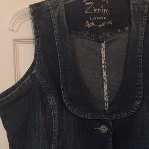 Zenim | Jackets & Coats | Zenim Denim Vest With Collar And Stud Detail ...
